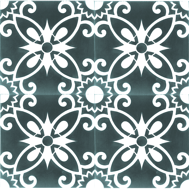 Zementfliesen | Retro-Fliesen | Florales Muster | Muster Q16-20X20-F2A ...